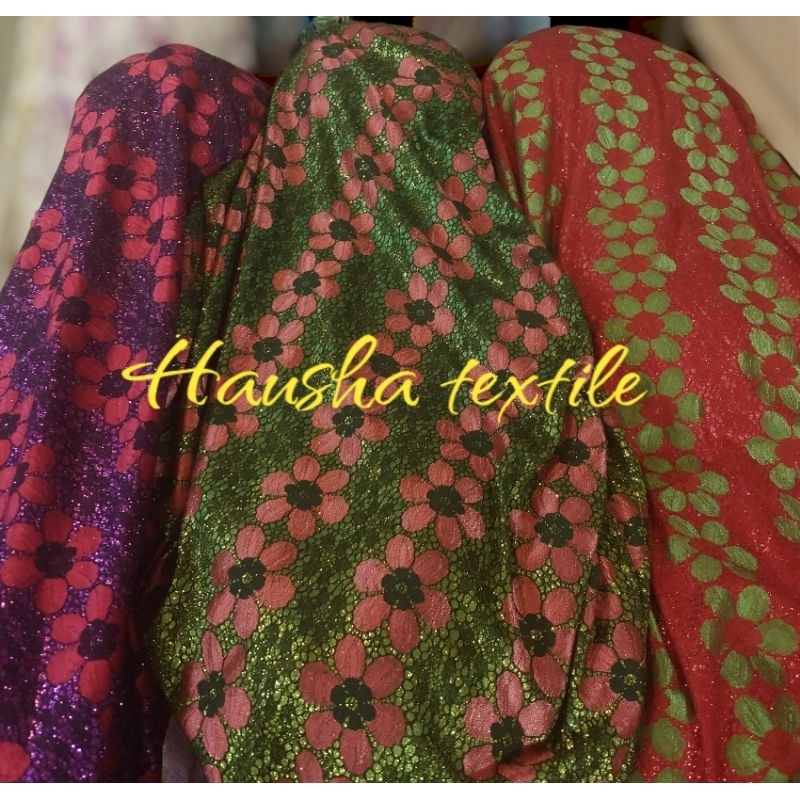 Jual KAIN/BAHAN BRUKAT BONDING GLITTER MOTIF BUNGA(brukat+furing ...