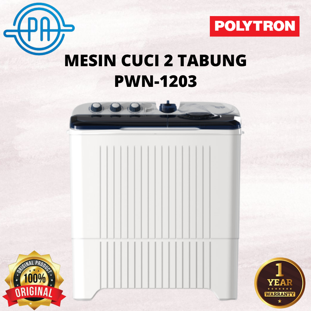 Jual MESIN CUCI POLYTRON 2 TABUNG 12KG PWM1203 / PWM 1203 GARANSI RESMI | Shopee Indonesia