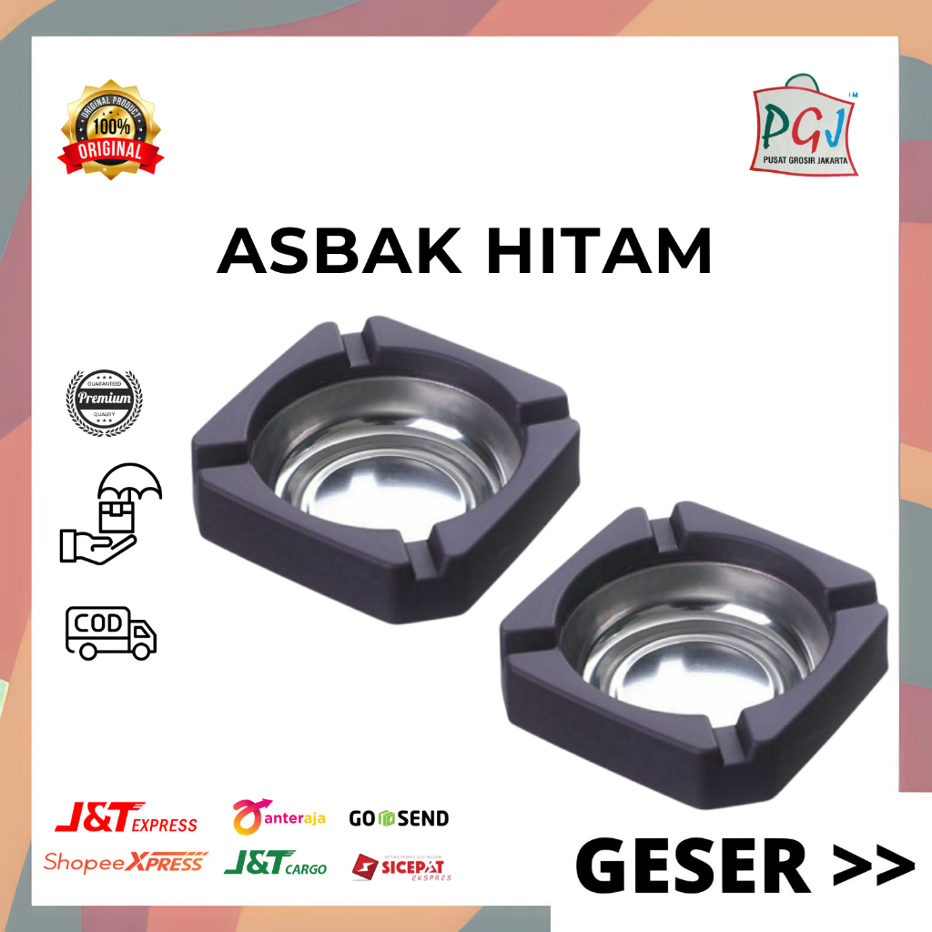 Jual PGJ - Asbak Stainless Steel Segi Kotak Bagian Luar Plastik Warna ...