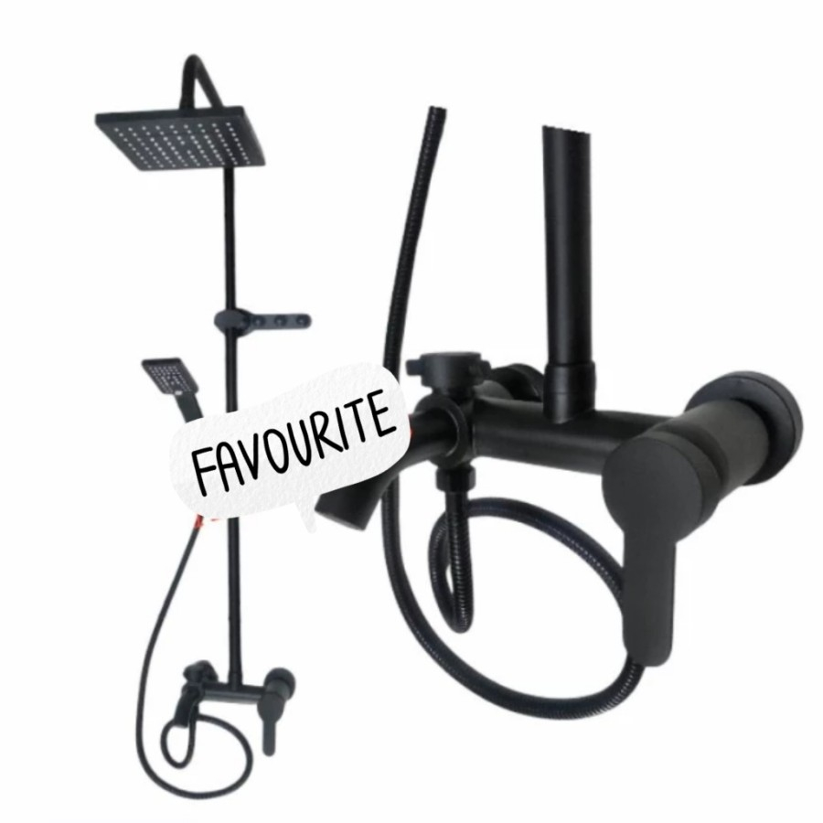 Jual Shower Coloumn Black / Set Shower 3in1 / Tiang shower Set Hitam ...