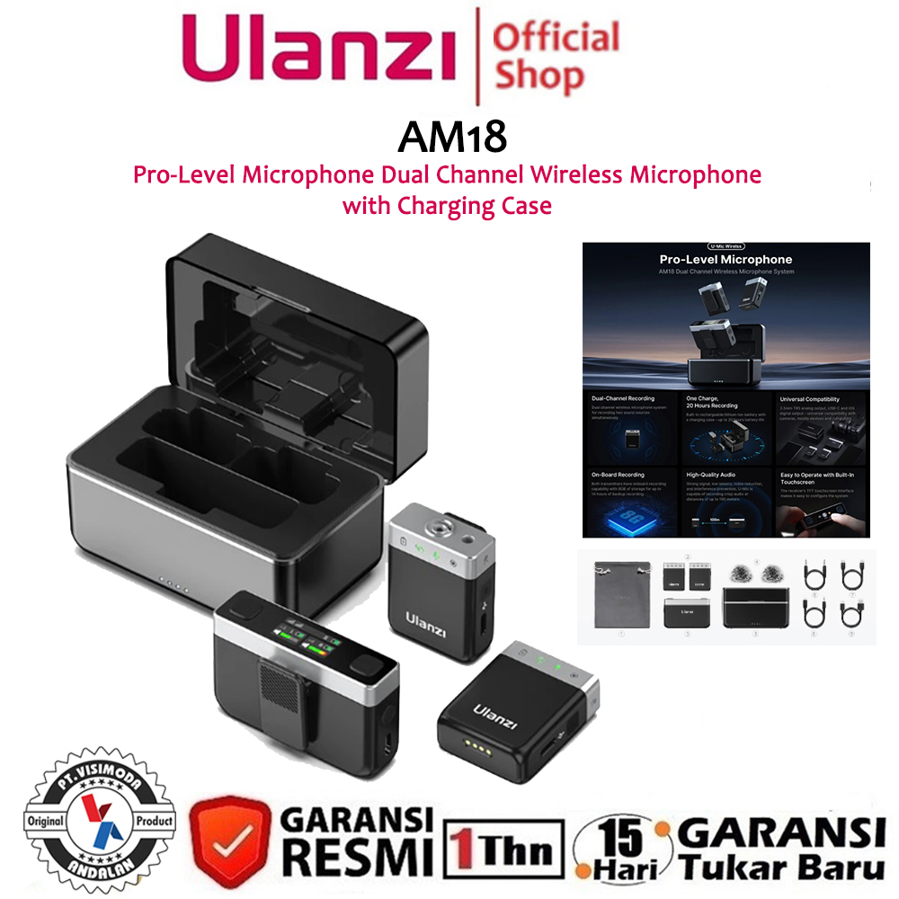 Jual Ulanzi AM18 U-MIC Wireless Lavalier Microphone with Charging Case ...