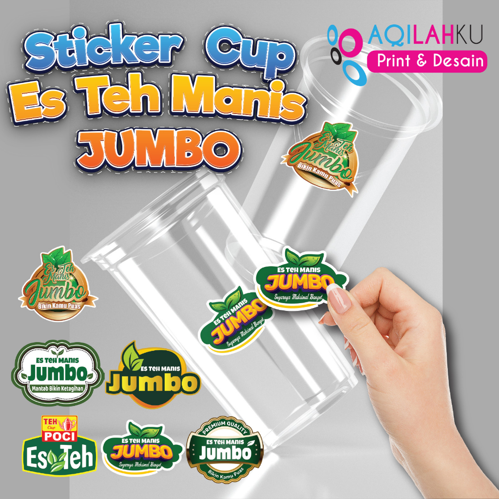 Jual Stiker label cup es teh Manis Jumbo | 1 Pack isi 50/60 pcs Ready ...