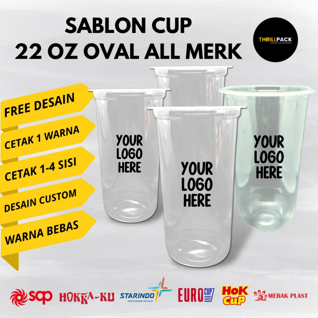 Jual Sablon Cup Plastik 22 Oz Oval All Merk / Sablon Cup 22 Oz Oval ...