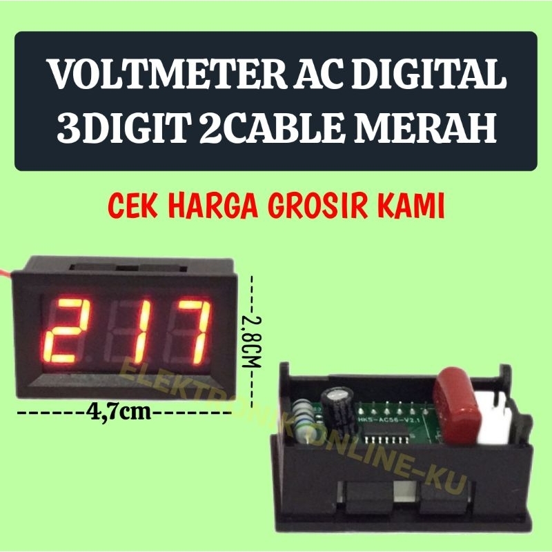 Jual VOLTMETER AC DIGITAL 3DIGIT 2CABLE MERAH | Shopee Indonesia