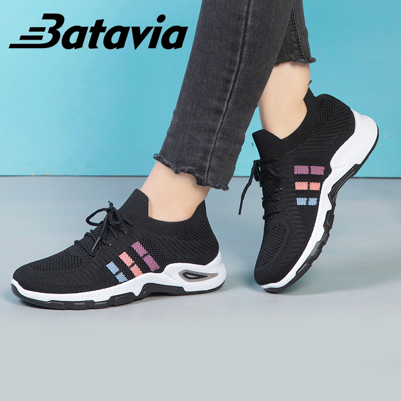 Jual Batavia Sepatu Olahraga Wanita Sepatu Sekolah Wanita Hitam Sepatu ...