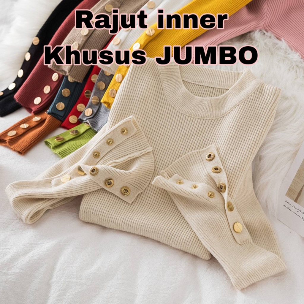 Jual GS - VERSI JUMBO Atasan Button Knit Baju Rajut JUMBO inara ...