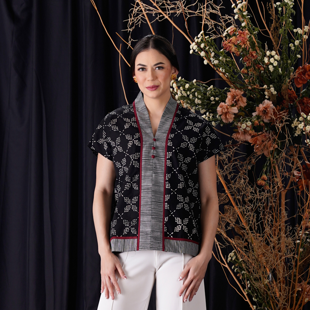 Jual NONA RARA - Dhini Sashiko Cemani T2370, Baju Batik Kasual Modern ...