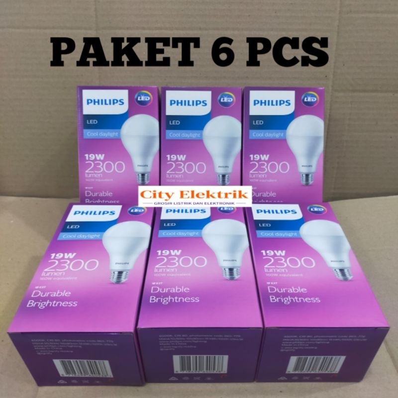 Jual Paket 6 Pcs / Lampu LED Philips 19 Watt ( Cahaya Putih ) | Shopee Indonesia