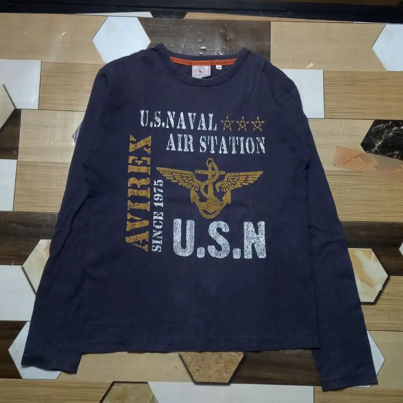 Jual kaos vintage avirex USA lonsleve US naval | Shopee Indonesia