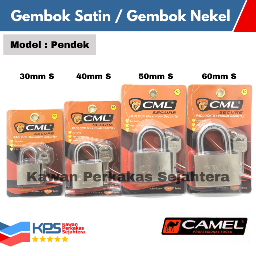 Jual CAMEL Gembok Nekel Pendek 30mm 40mm 50mm 60mm | Gembok Rumah Pagar ...