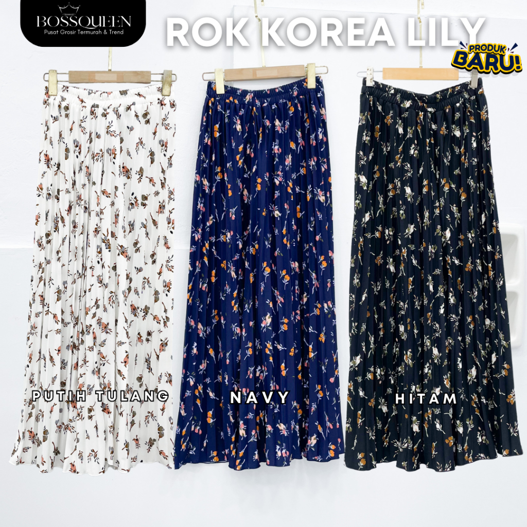 Jual Rok Motif Bunga Floral Premium Skirt Plisket Full Motif Import ...