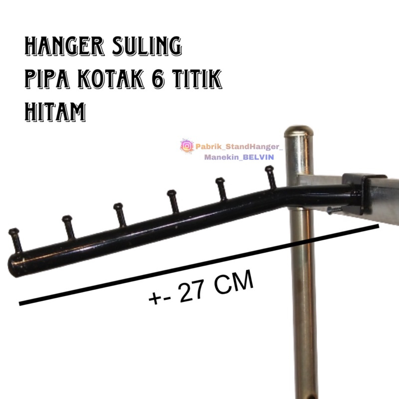Jual Hanger Suling Pipa Kotak 6 Titik HITAM // Gantungan Suling Baju ...