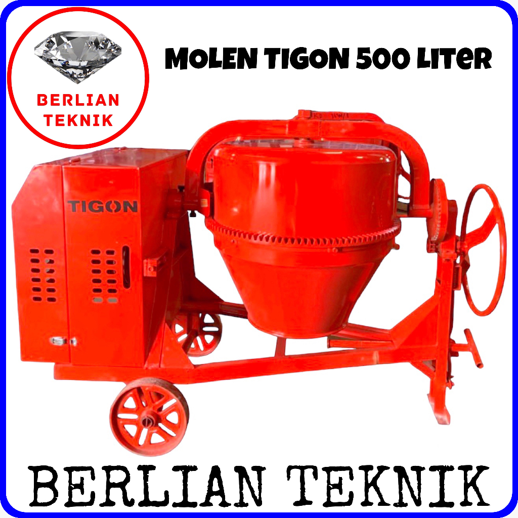 Jual Beton Molen Concrete Mixer Semen TIGON 500 Liter Lengkap Mesin 8 HP | Shopee Indonesia