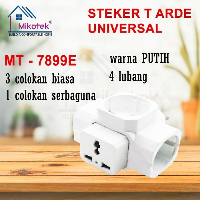 Jual Mikotek MT-7899E Steker T Arde Wanpro Universal Lampu SNI stop kontak | Shopee Indonesia