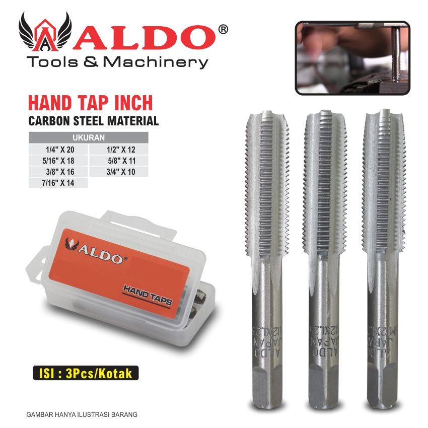 Jual HAND TAP INCH / ALAT PEMBUAT / PELUBANG DRAT ULIR MERK ALDO ...