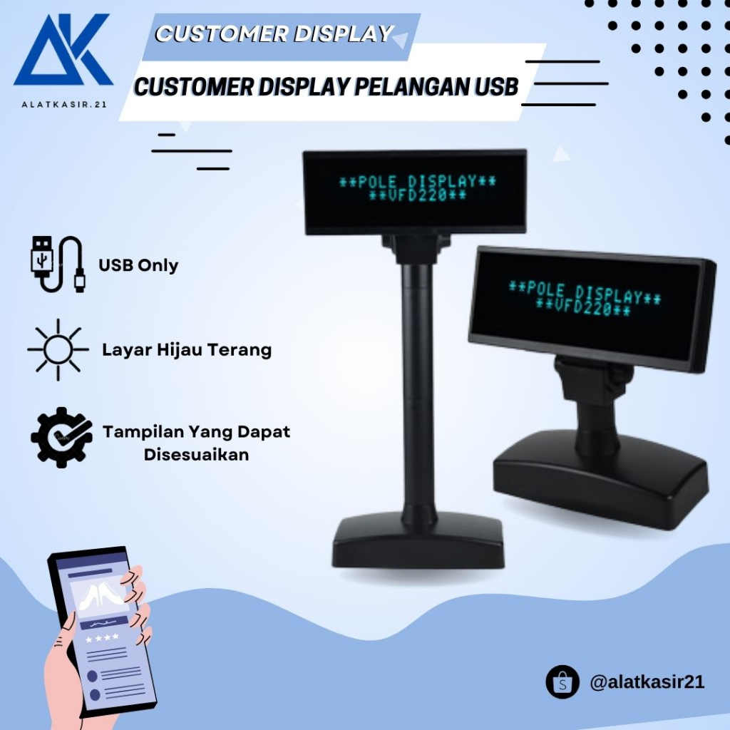 Jual CUSTOMER DISPLAY IWARE VFD203 / VFD203 Layar Petunjuk Harga USB ...