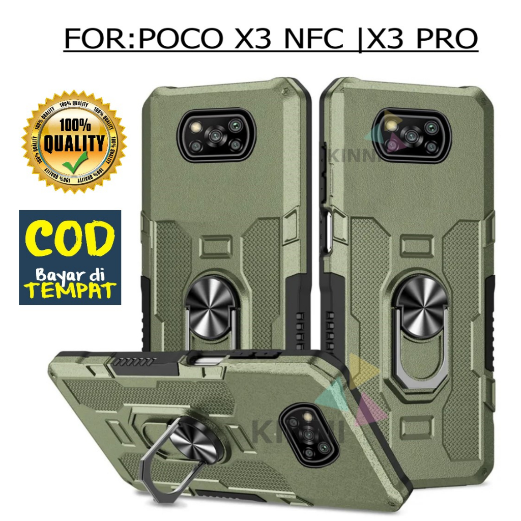 Jual Casing Poco X3(Nfc) | Poco X3 Pro Hard Case Ring Armor Robot Case Kickstand Hybrid/Ring ...