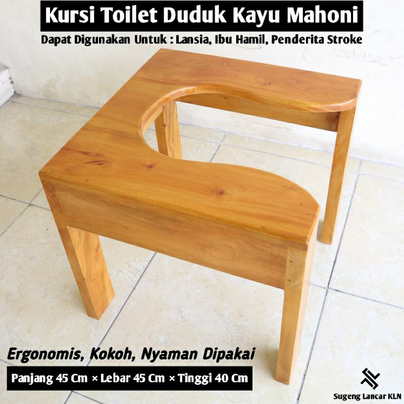 Jual Kursi Toilet Kloset Jongkok Kayu Mahoni Kuat | Bangku WC Lansia ...