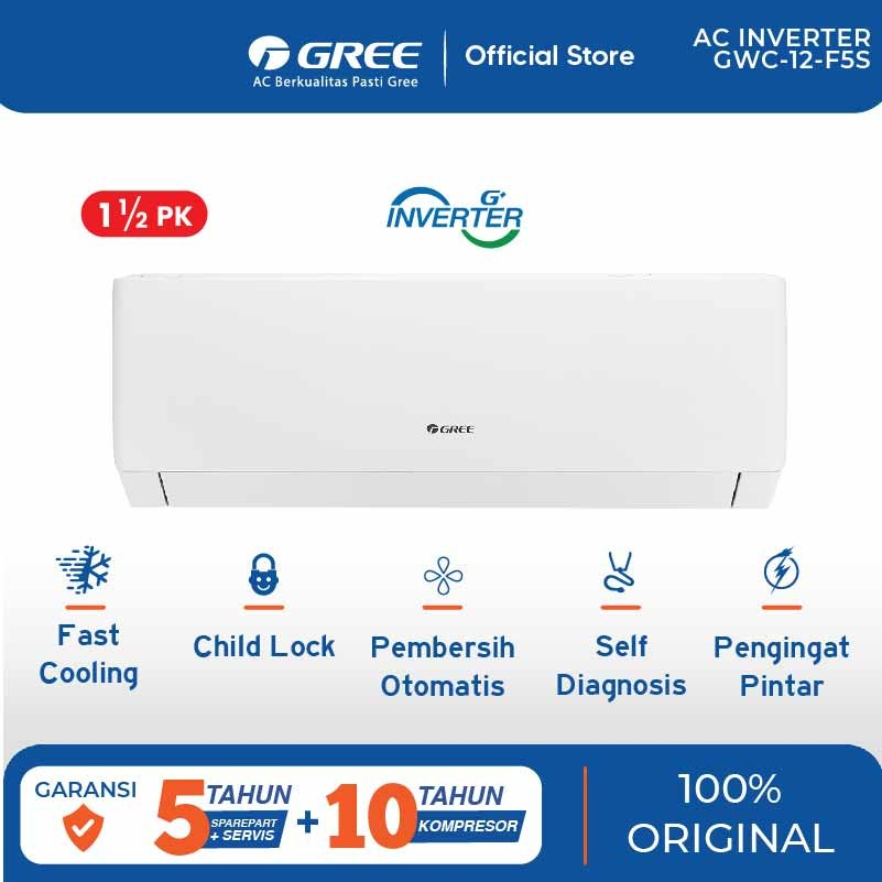 Jual AC GREE 1.5 PK Inverter - GWC12F5S - R32 + PEMASANGAN | Shopee ...