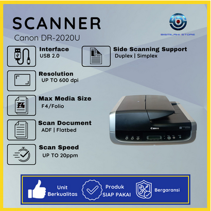 Jual Scanner Folio Canon DR-2020U Bisa Scan Ukuran F4 Folio Melalui ADF ...