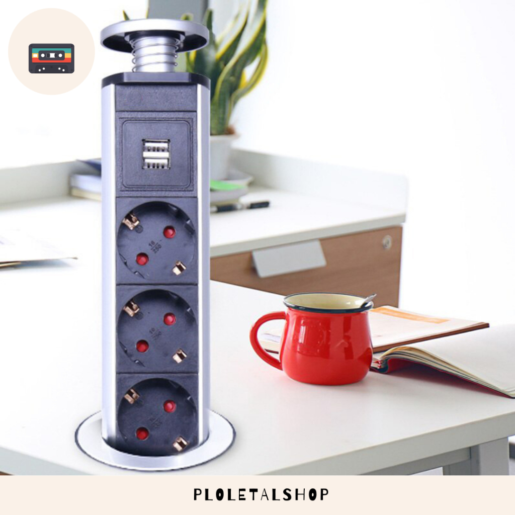 Jual Stop Kontak Tanam Meja Pop Up Electric Plug Socket With USB Port ...