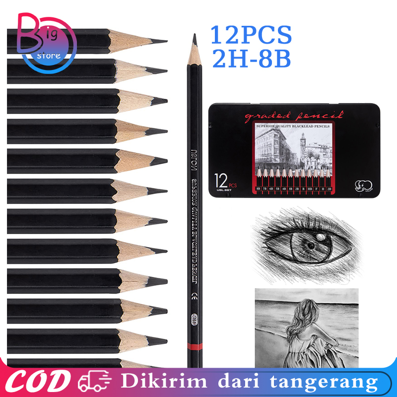 Jual 12pcs/Set Drawing Pencil Set 2h-8b Sketch Pencil Set Pensil Sketsa Set Pensil Gambar ...