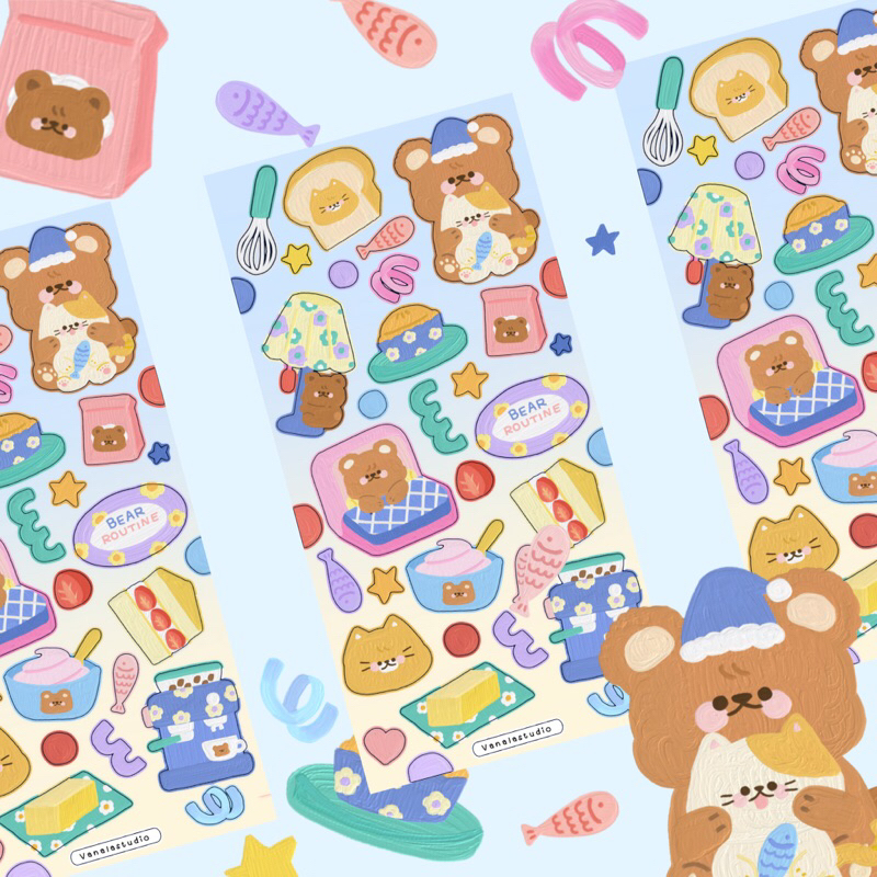 Jual Vanalastudio - Cute Bear Sticker Sheet Untuk Jurnal / Sticker ...