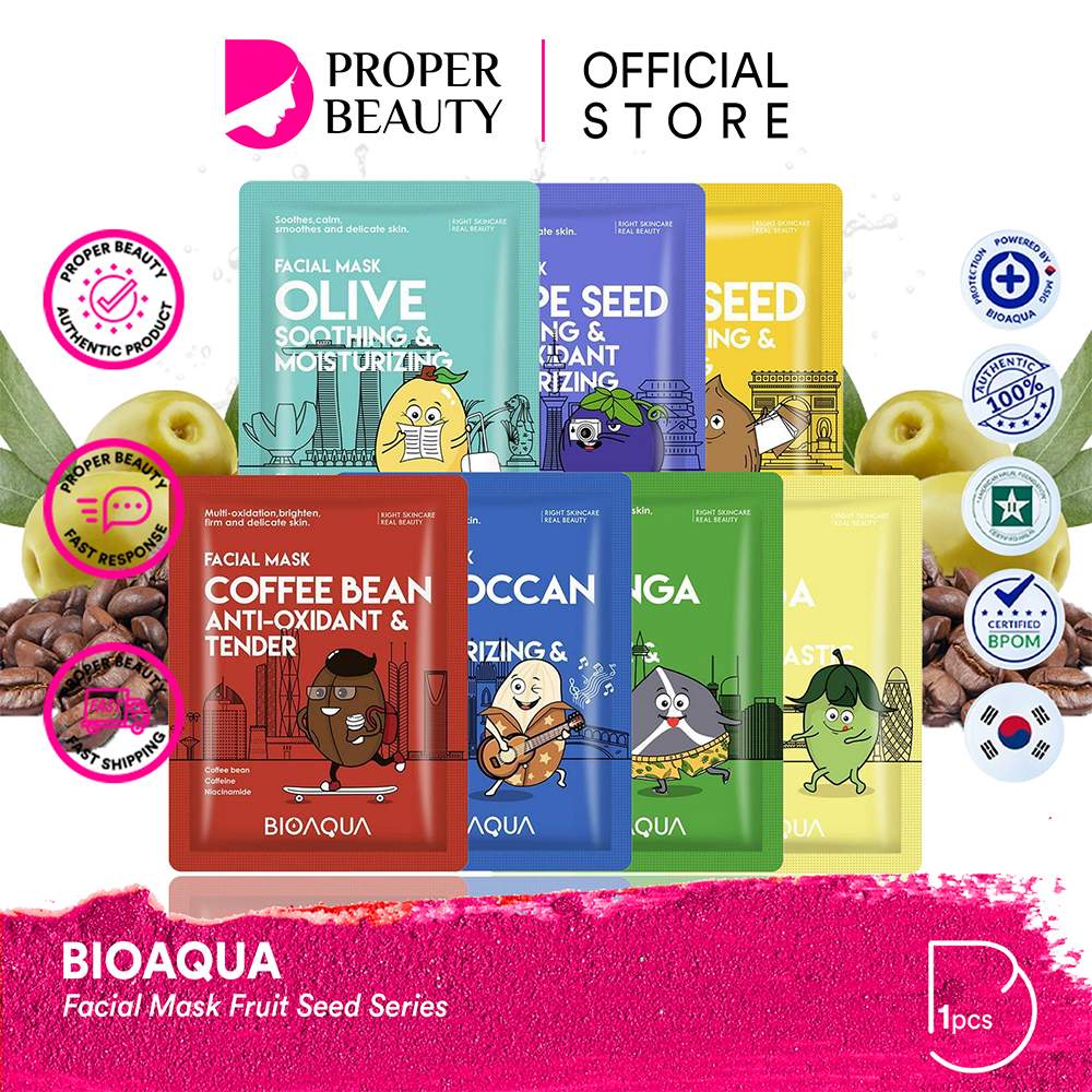 Jual BIOAQUA Facial Mask Fruit Seed Series Indonesia / Masker Wajah ...