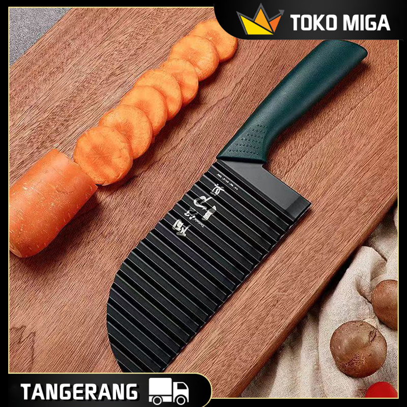 Jual Pisau Pemotong Kentang Timun Wortel Gelombang Stainless Pisau Acar ...