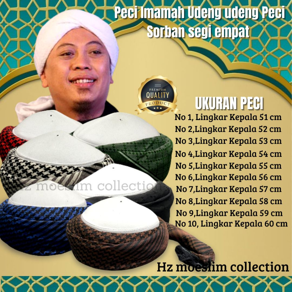 Jual Peci Imamah Permanen Peci Udeng Udeng Permanen Peci Sorban Segi ...