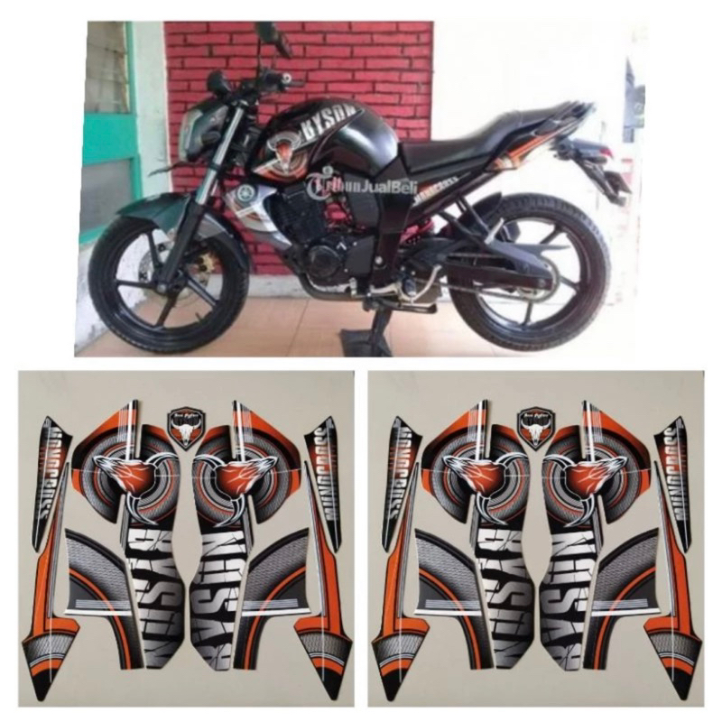 Jual STIKER STRIPING LIS BODY YAMAHA BYSON 2013 2014 HITAM ORANGE OREN ...