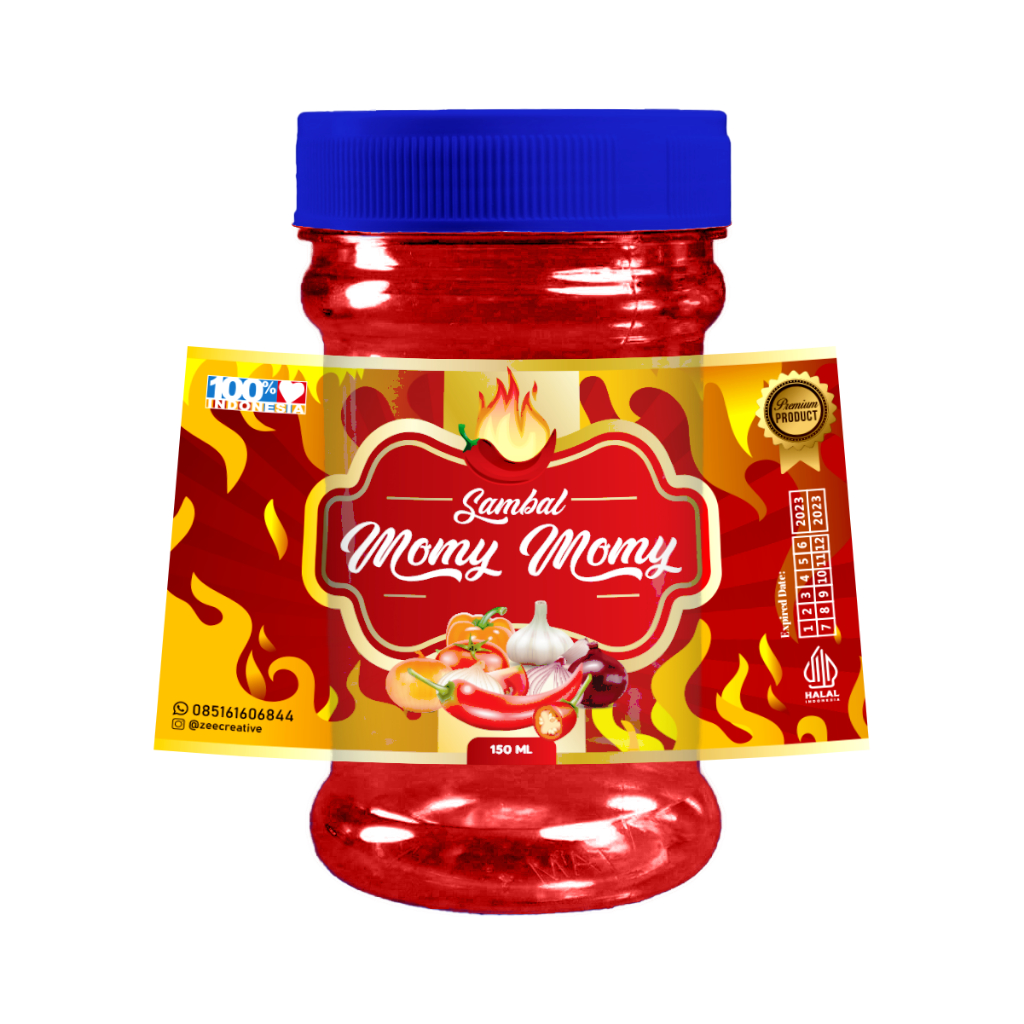Jual Cetak Stiker Sambal Label Toples Botol Kemasan 150 gram Bisa ...