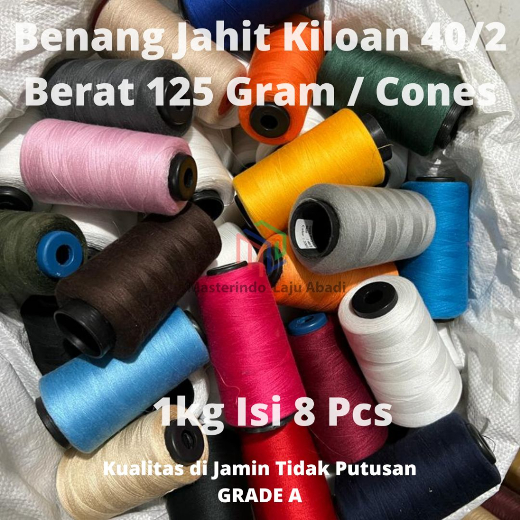 Jual Benang Jahit 40/2 Natural Hitam Warna Kiloan Baru Grade A (1kg Isi ...