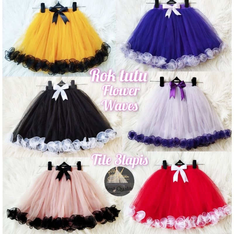 Jual Rok tutu flower waves 4 lapis/Rok tutu anak tile lembut/Rok tutu ...