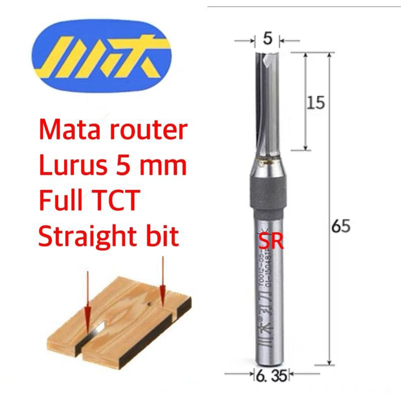 Jual Mata Profil/ Router Lurus 5 mm Full TCT/ Straight Bit CHUAN MU ...