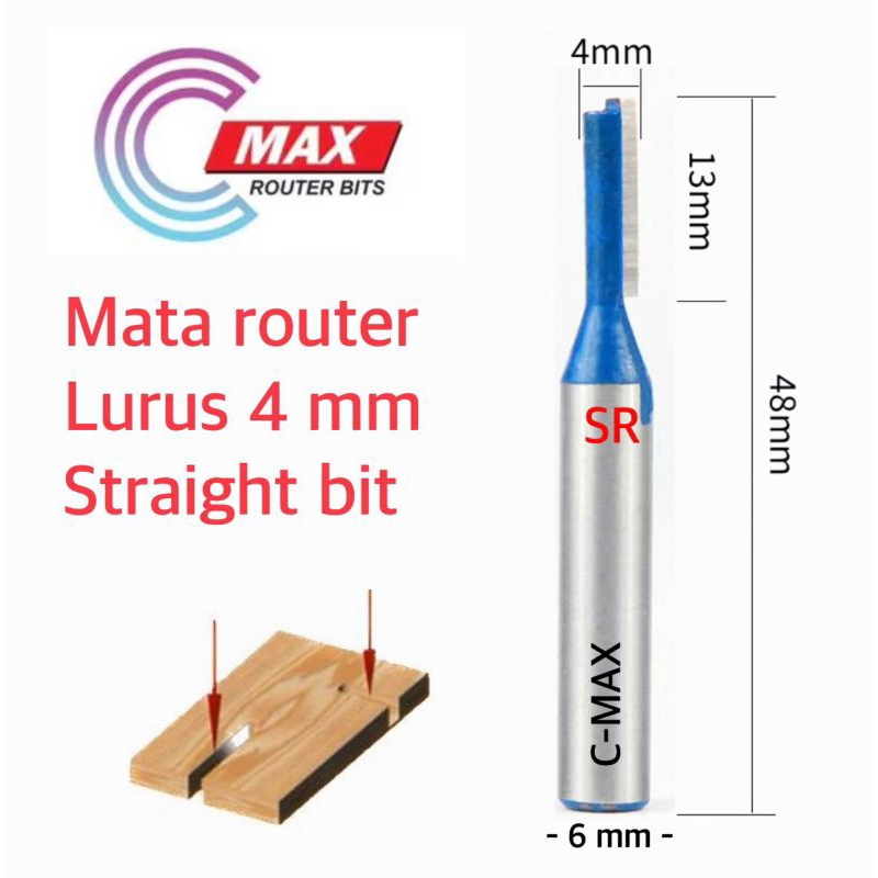 Jual Mata Router/ Profil 4 mm Lurus/ Straight Bit Merk C MAX | Shopee ...