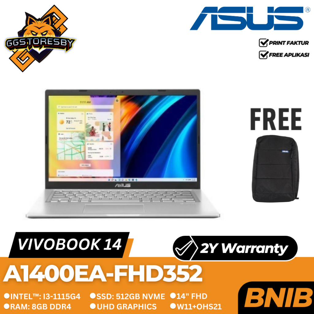 Jual Laptop Asus Vivobook 14 A1400Ea-Fhd352 | I3-1115G4 8/512 Uhd W11 ...