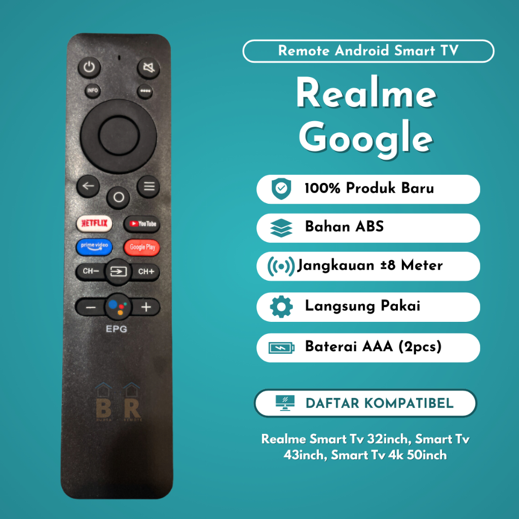 Jual Remot Remote TV Android LED LCD 805 No Voice Smart TV 4K Realme ...