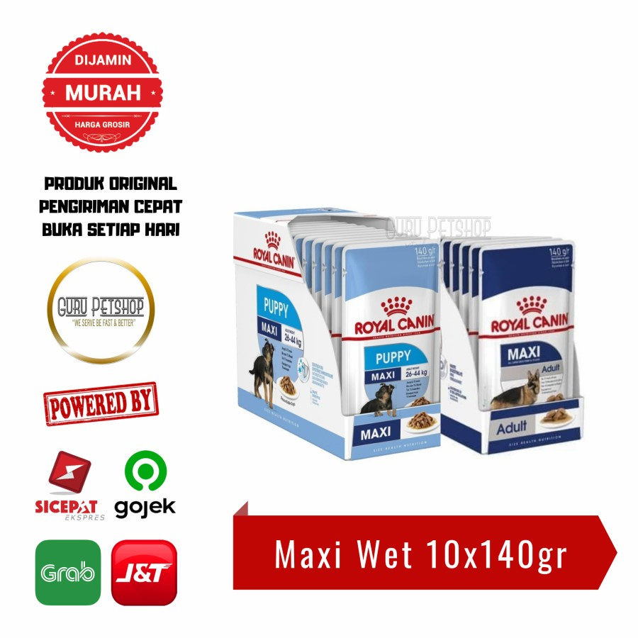 Jual Royal Canin Maxi Puppy Adult Wet Pouch 140gr Maxi Wet Dus Isi ...
