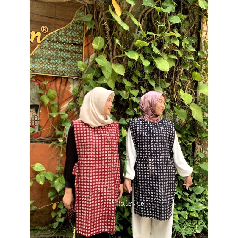 Jual READY long vest outer batik // vest batik panjang // vest motif ...