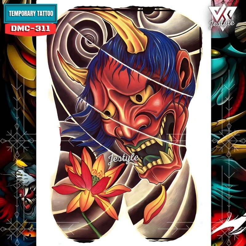 Jual [DMC-311] Tato Temporer Temporary Tattoo Topeng iblis Demon ...