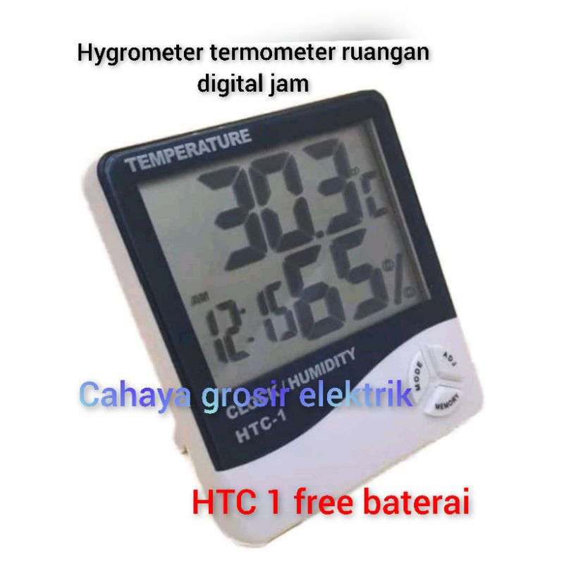 Jual Htc-1 hygrometer termometer ruangan digital jam thermometer indoor ...