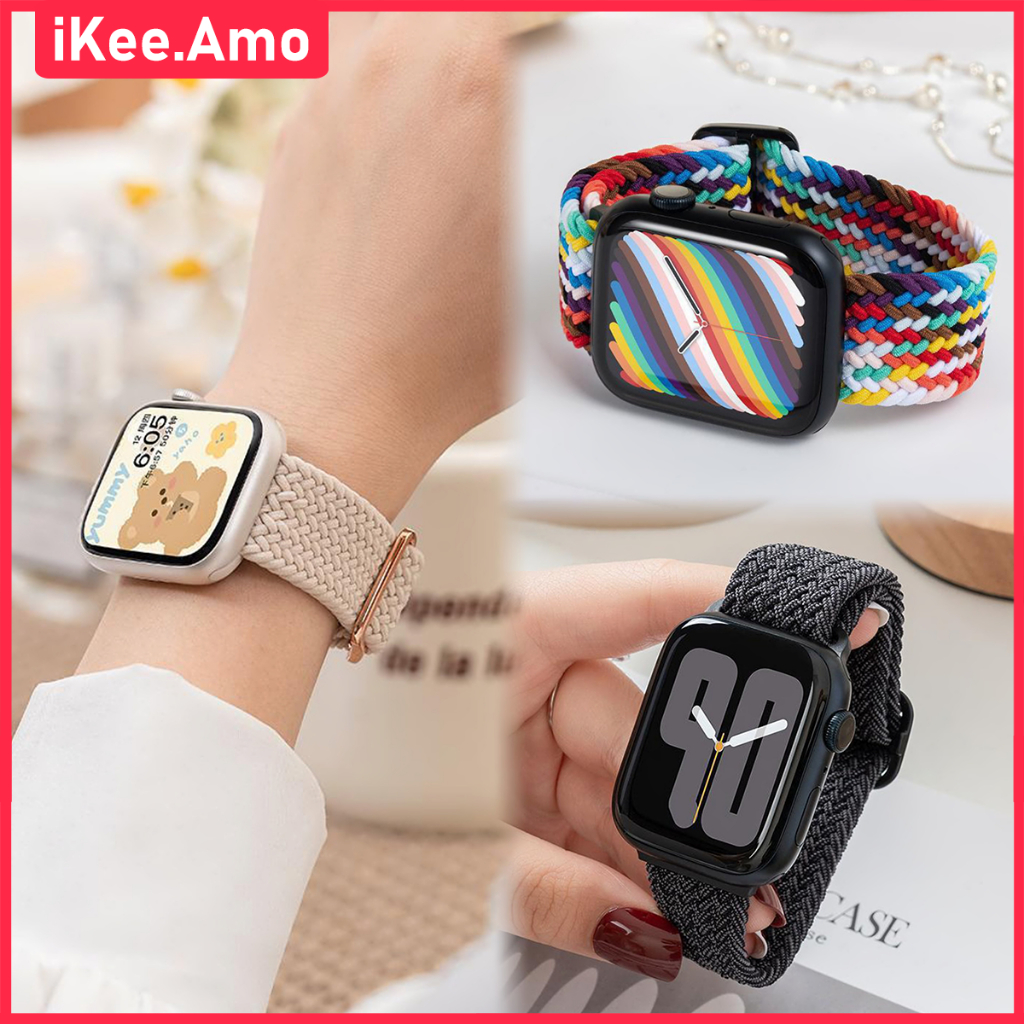 Jual Nylon Strap for Apple Watch S5 6 7 8 9 10 11 Metal Buckle Braided ...