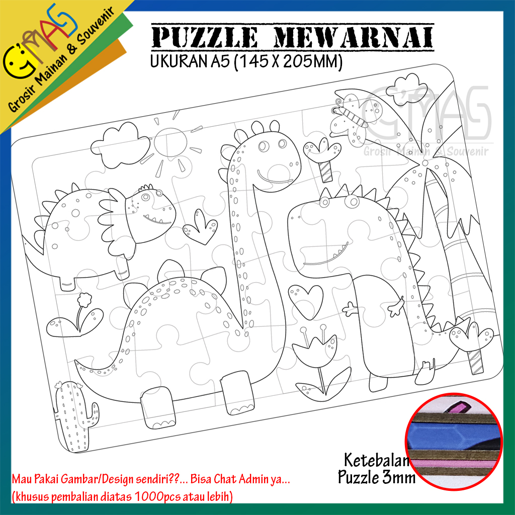 Jual DIY Puzzle Mewarnai coloring puzzle souvenir hadiah edukasi ...