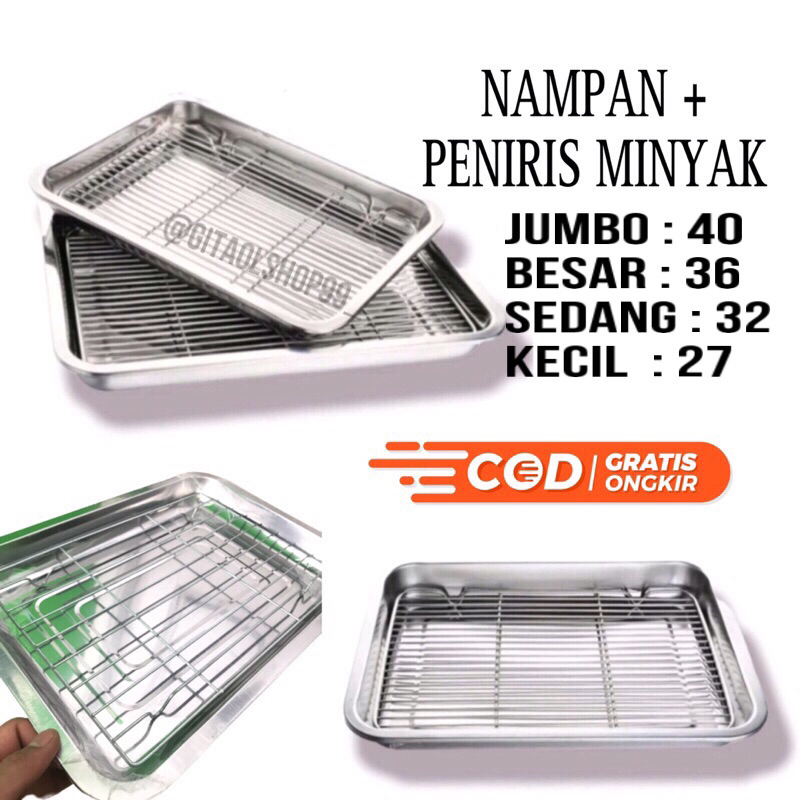 Jual Cooling Rak Dan Wadah Peniris Makanan Gorengan Minyak Bahan ...