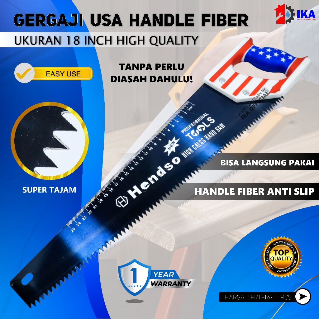Jual Gergaji Kayu Motif USA 18 inch / Gergaji Gagang Karet / Gergaji ...