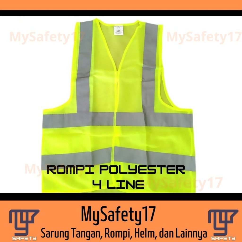Jual Rompi Polyester Orange / Rompi Safety / Baju Safety 4 Line Basic V ...
