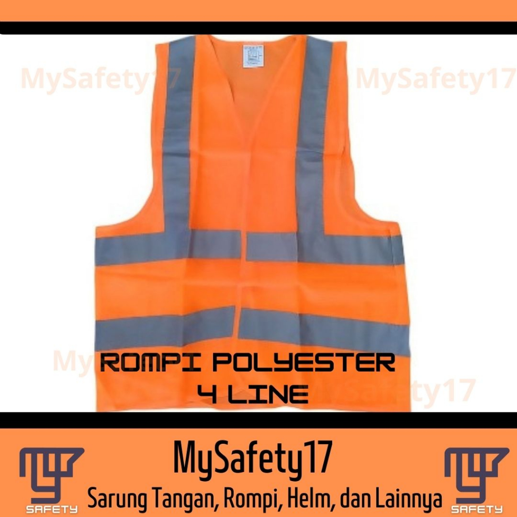 Jual Rompi Polyester Orange / Rompi Safety / Baju Safety 4 Line Basic ...
