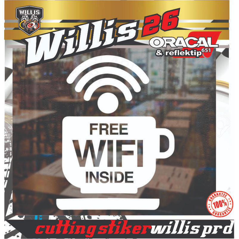 Jual Stiker Cutting Free Wifi Sticker Dinding Kaca Restoran Cafe coffee ...