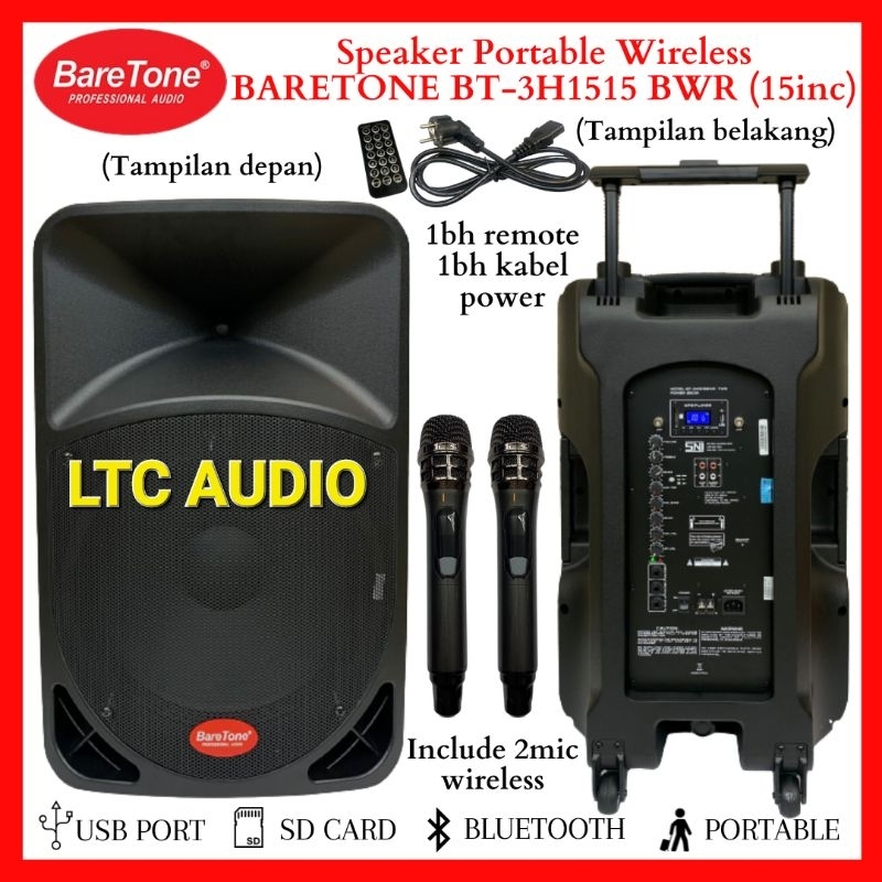 Jual Speaker Aktif Portable Wireless BARETONE BT-3H1515BWR Original ...